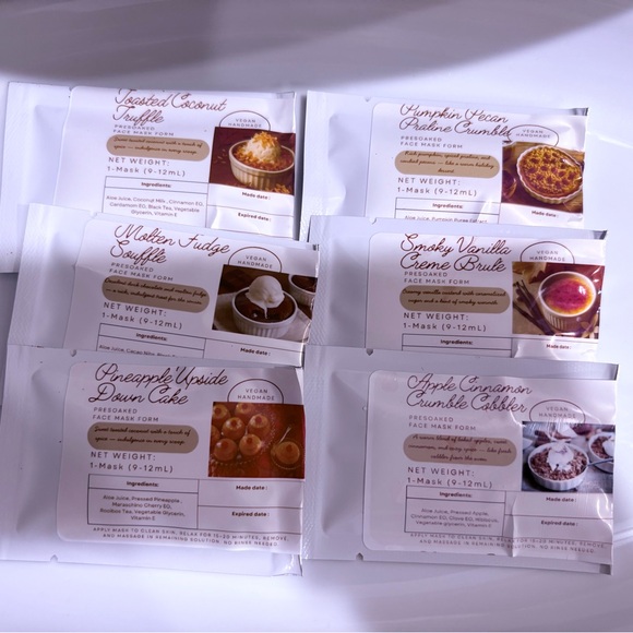 Skincare | 6 Ct Dessert Scented Face Mask Collection Handmade Vegan ...